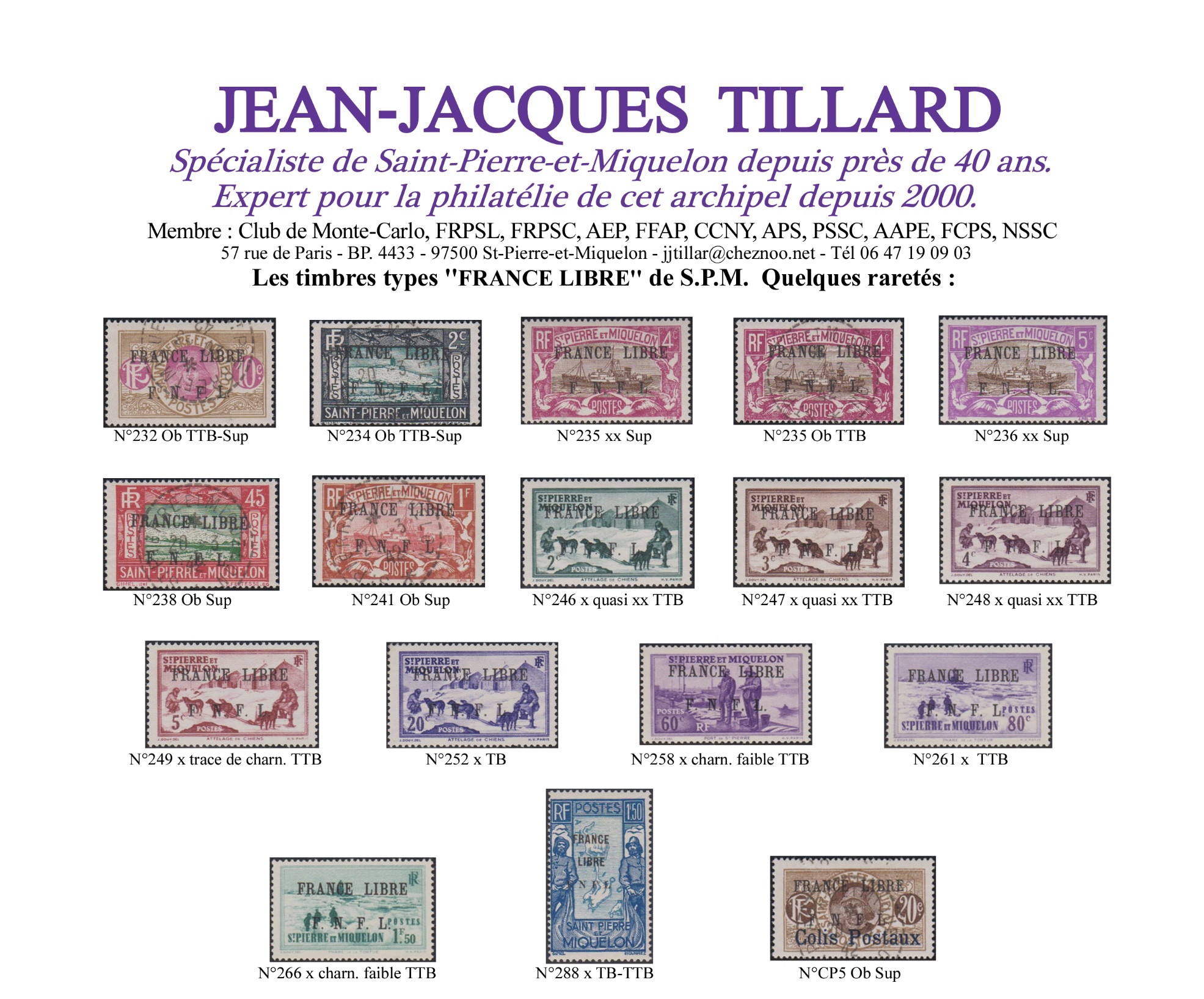 Contact – SPM PHILATÉLIE – J-J. TILLARD
