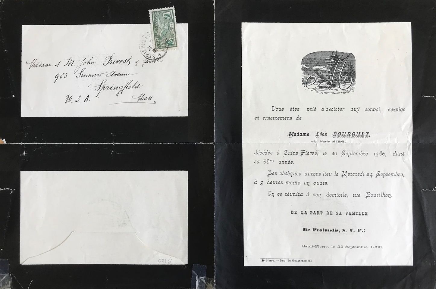 Mourning Cover – SPM PHILATÉLIE – J-J. TILLARD