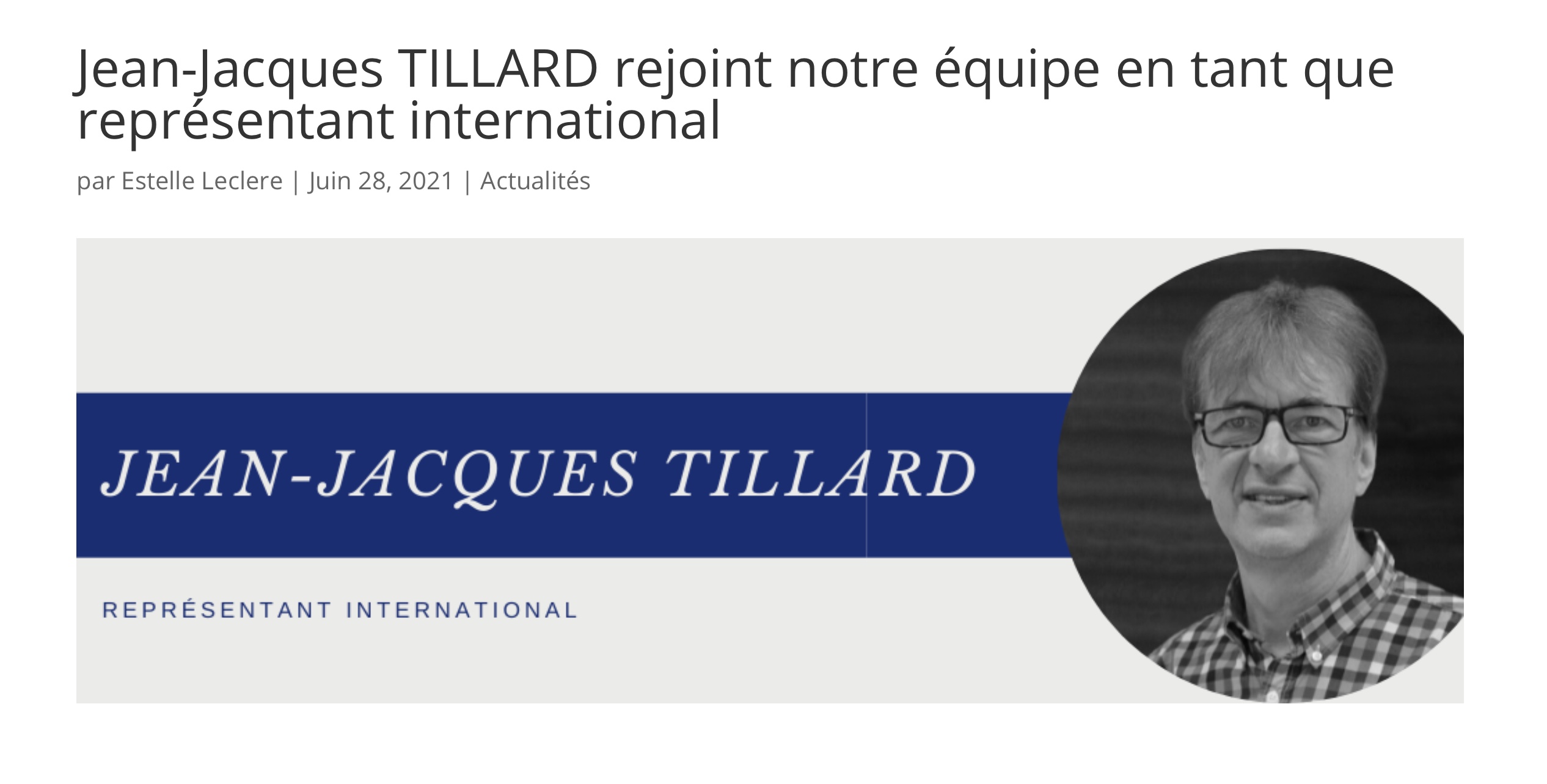 Jean-Jacques TILLARD rejoint la Maison Feldman en tant que représentant ...